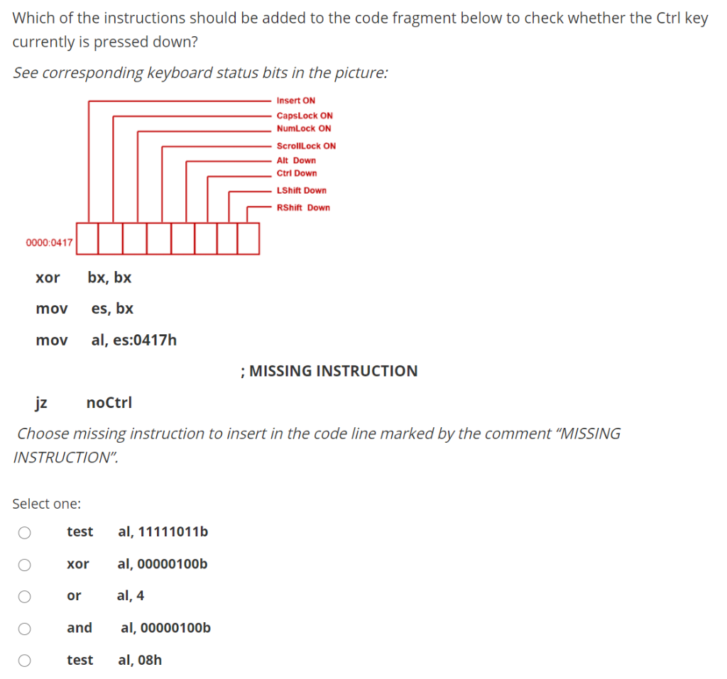 Solved Which of the instructions should be added to the code | Chegg.com