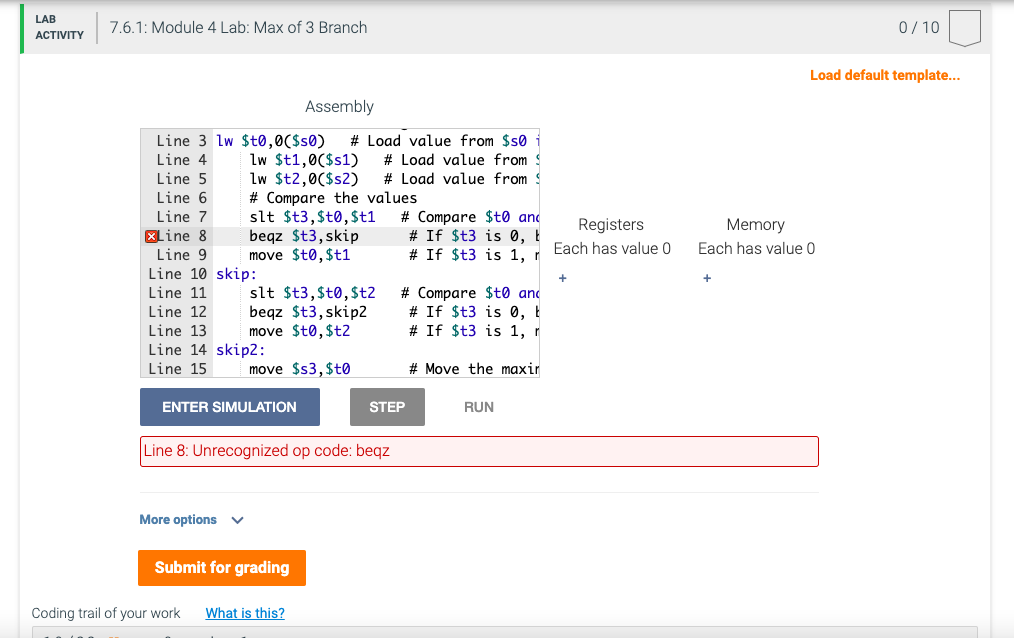 Solved 7.6 Module 4 Lab: Max of 3 Branch This lab will be | Chegg.com