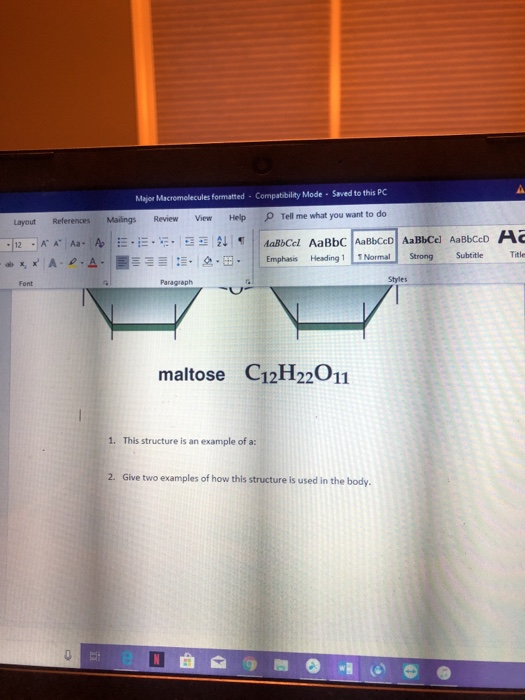 Solved Maijor Macromolecules formatted Compatibility Mode | Chegg.com