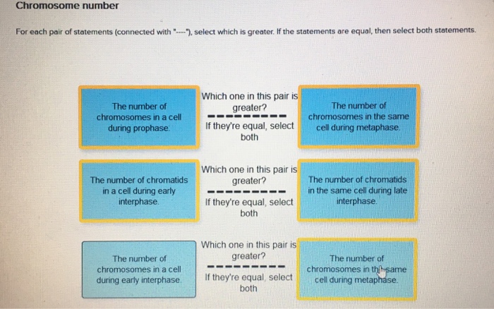 Solved Chromosome Number For Each Pair Of Statements