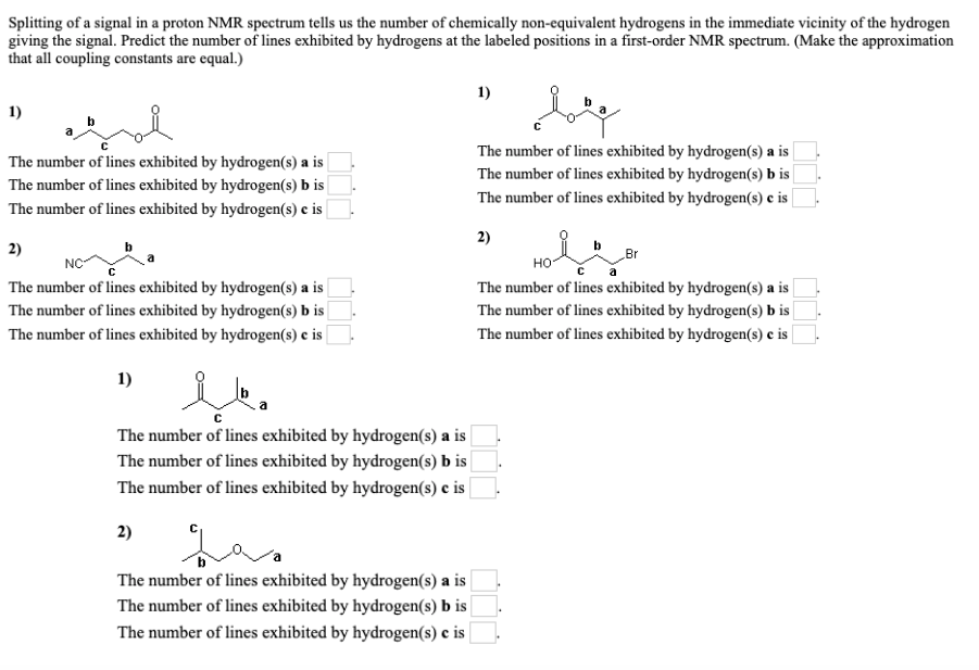 Solved Splitting of a signal in a proton NMR spectrum tells | Chegg.com