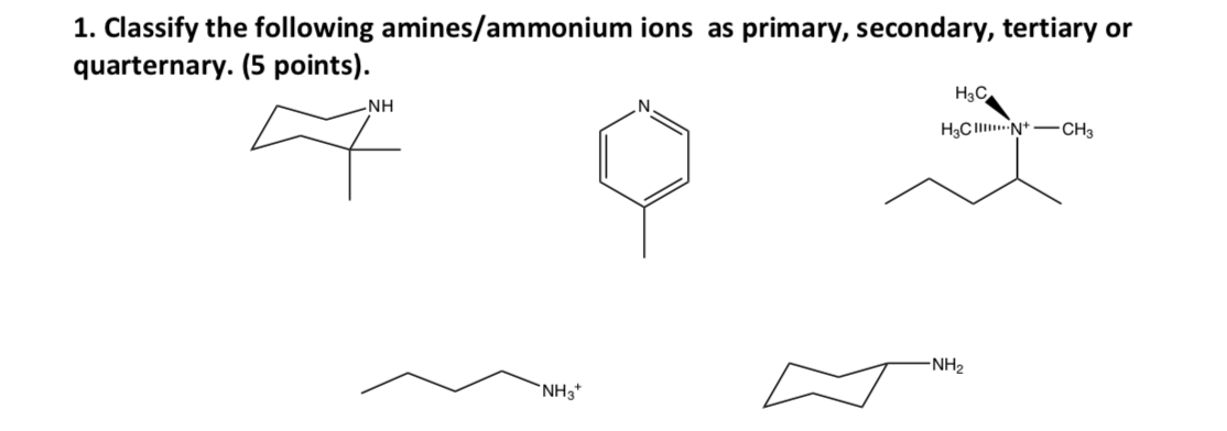 Solved 1. Classify the following amines/ammonium ions as | Chegg.com