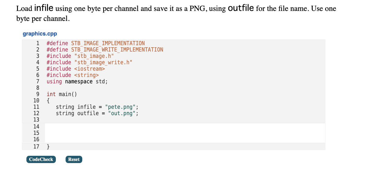 Solved Load infile using one byte per channel and save it as | Chegg.com