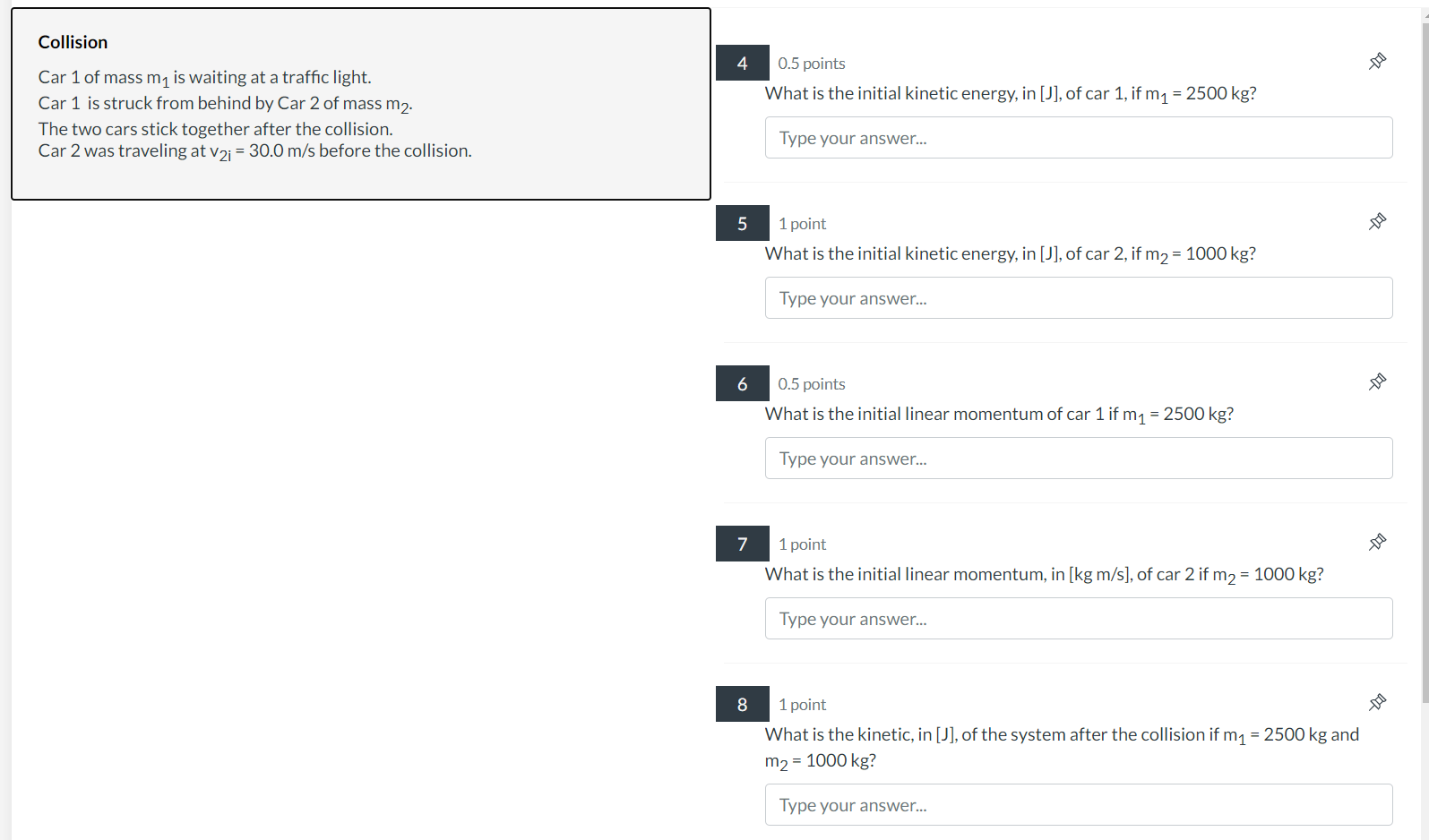 Solved Collision 40.5 points Car 1 of mass m1 is waiting at | Chegg.com