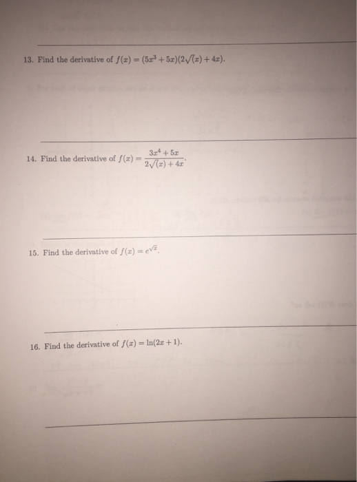 Solved Find the derivative of f(x) = (5x^3 + 5x) (2 | Chegg.com