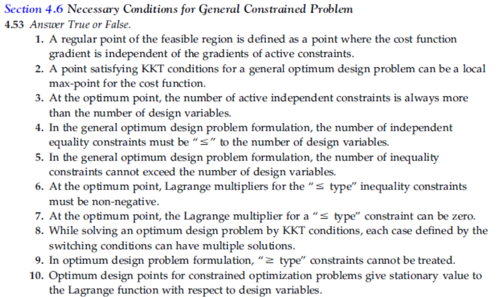 Solved Section 4.6 Necessary Conditions for General | Chegg.com