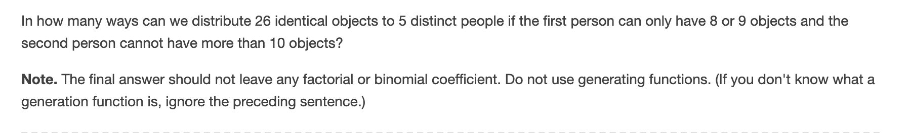 Solved In how many ways can we distribute 26 identical | Chegg.com