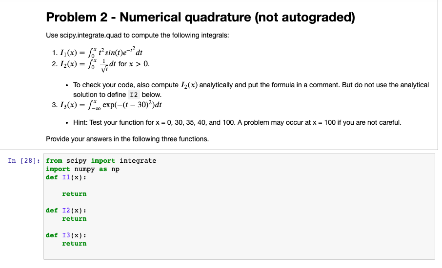 Solved Problem 2 - Numerical quadrature (not autograded) Use | Chegg.com