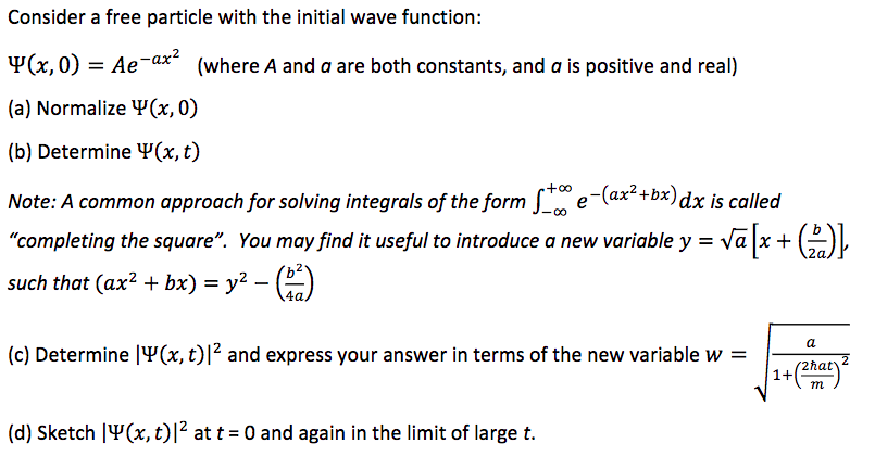 Solved Consider a free particle with the initial wave | Chegg.com