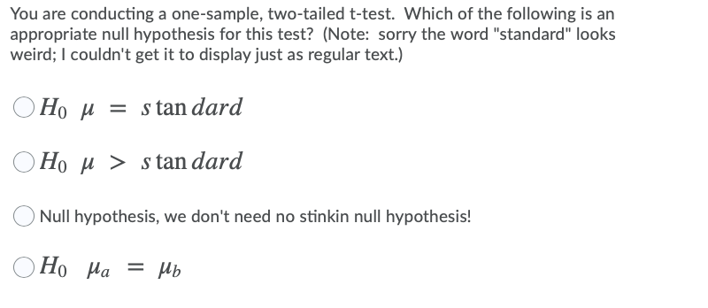 Solved You are conducting a one-sample, two-tailed t-test. | Chegg.com