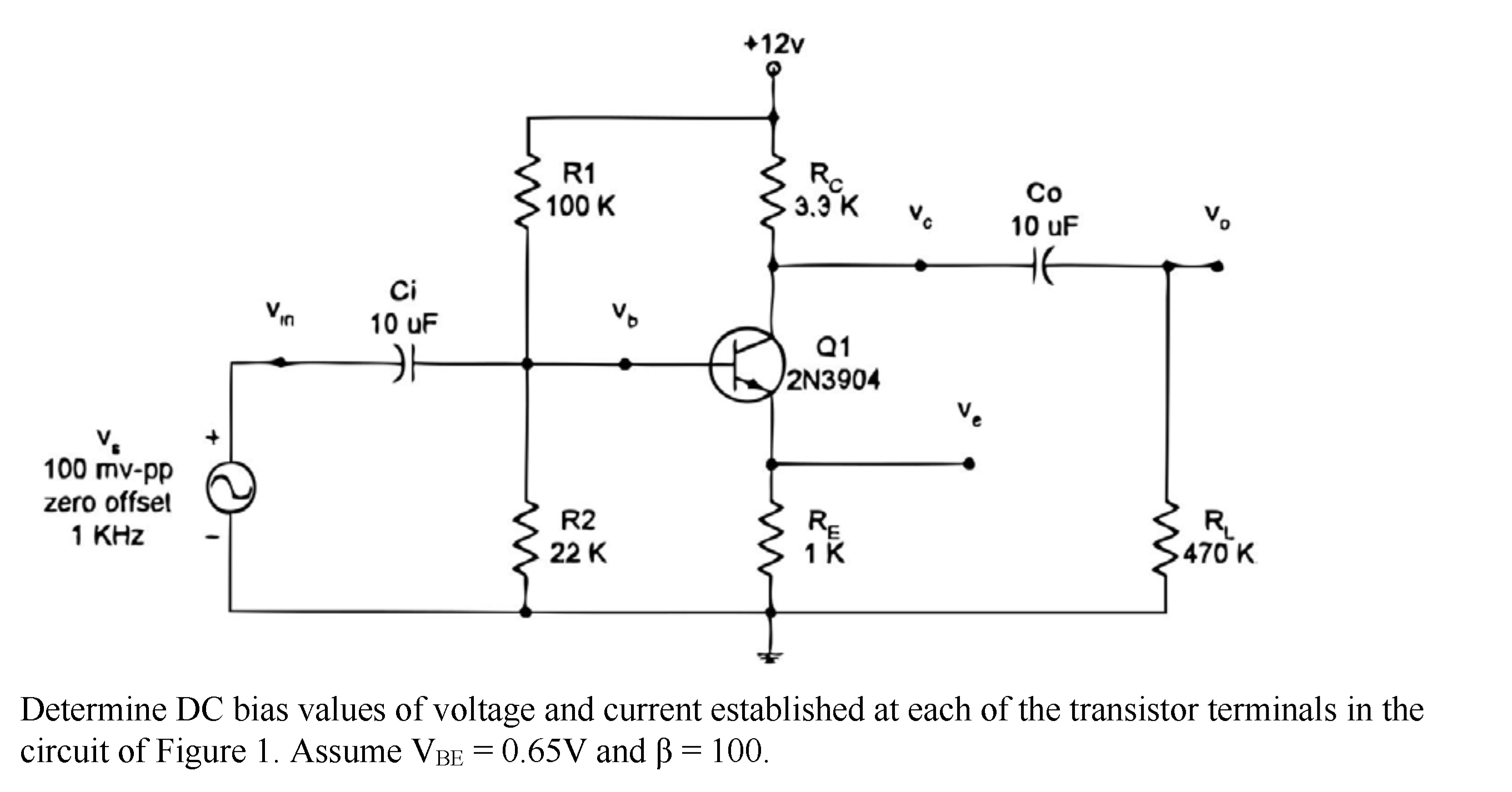 Solved Determine DC ﻿bias values of ﻿voltage and current | Chegg.com