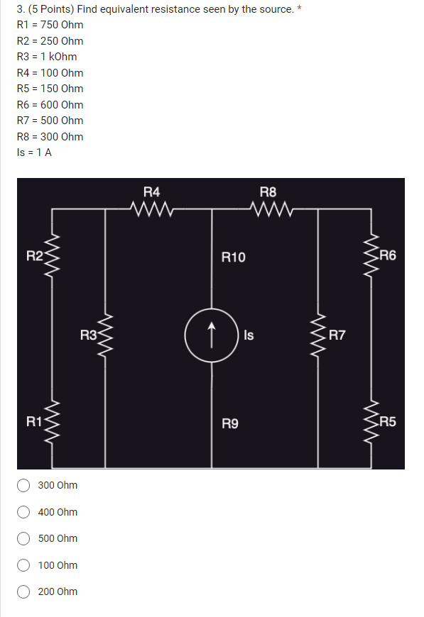 Solved 3. (5 Points) Find equivalent resistance seen by the | Chegg.com