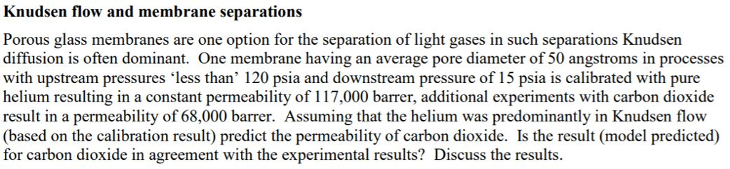 Knudsen flow and membrane separations Porous glass | Chegg.com