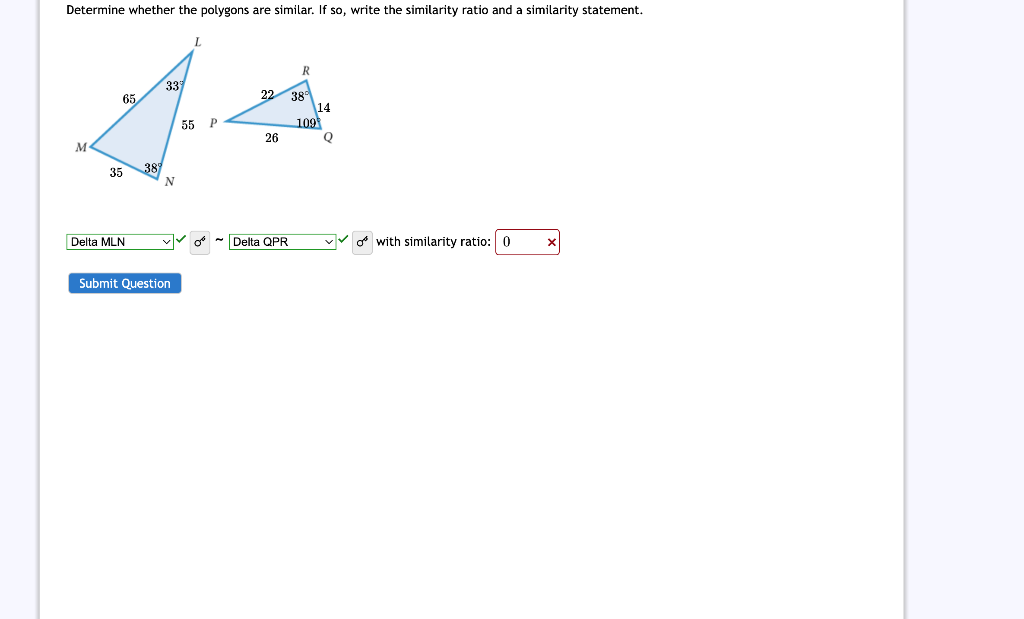 Solved with similarity ratio: | Chegg.com