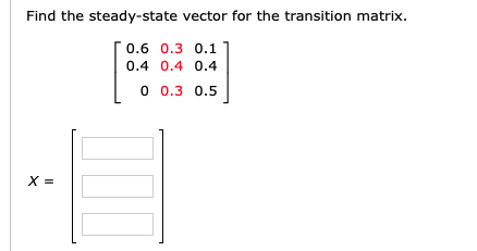 Solved Find the steady-state vector for the transition | Chegg.com