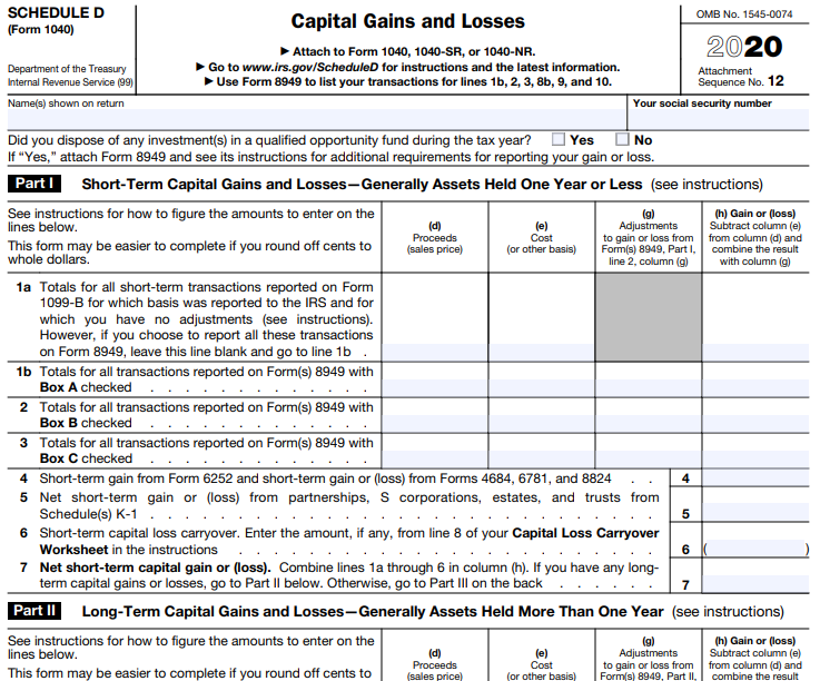 Using Case below please Fill out SCHEDULE D FORM | Chegg.com