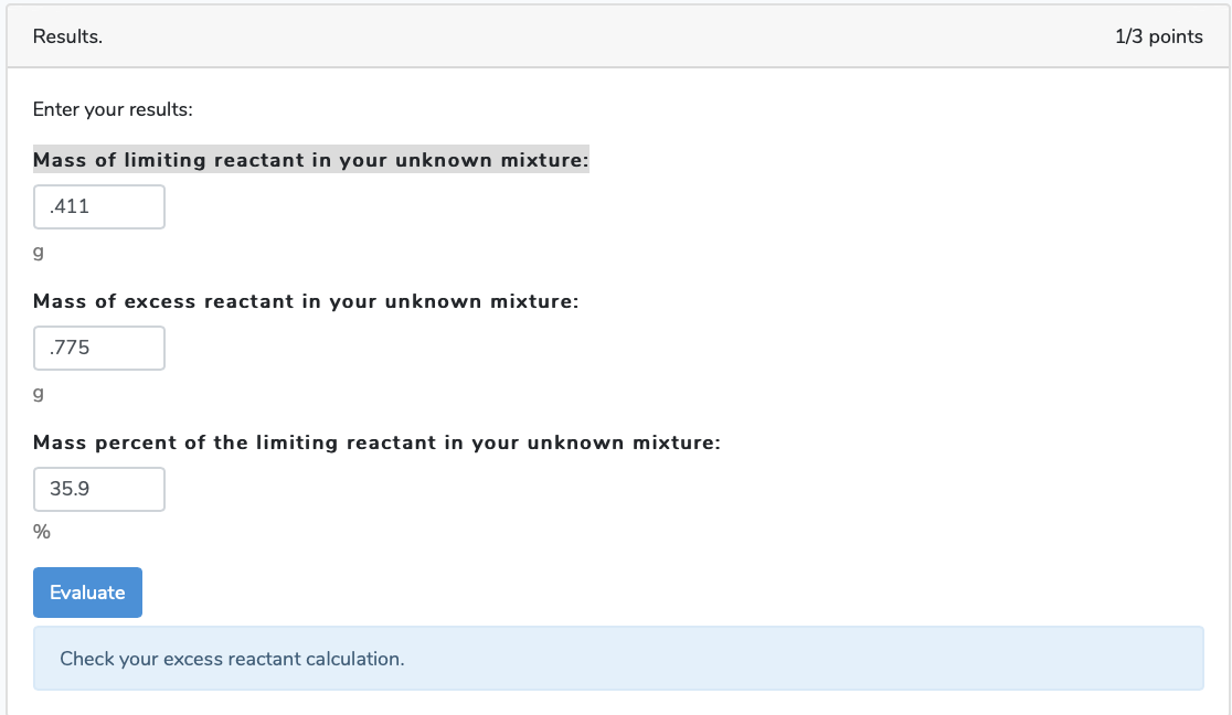 Solved What is the mass of the excess reactant? What is the | Chegg.com