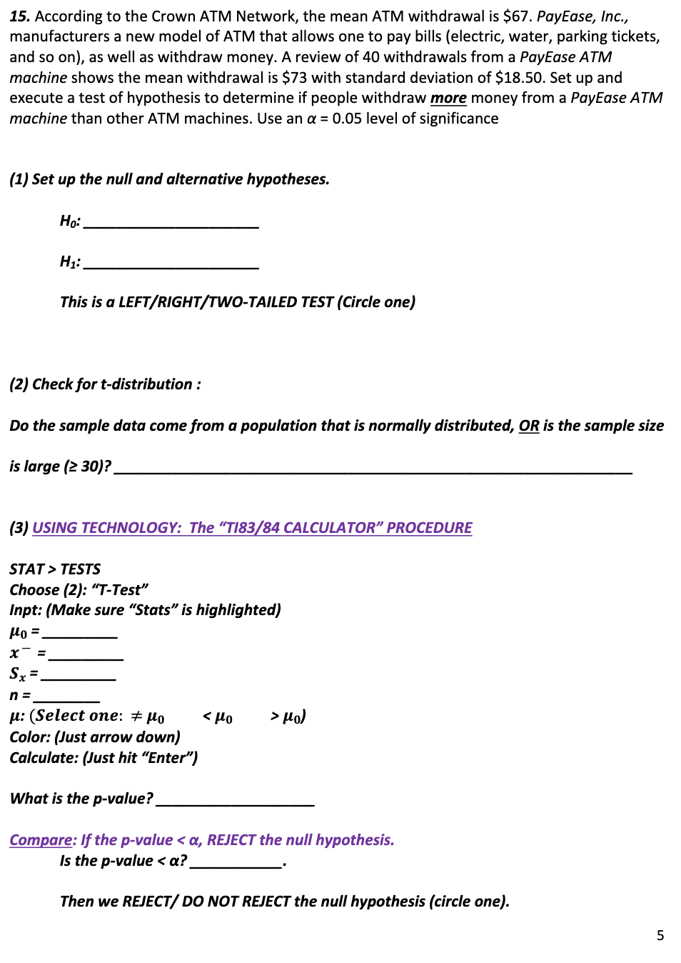 Solved 15. According to the Crown ATM Network, the mean ATM | Chegg.com