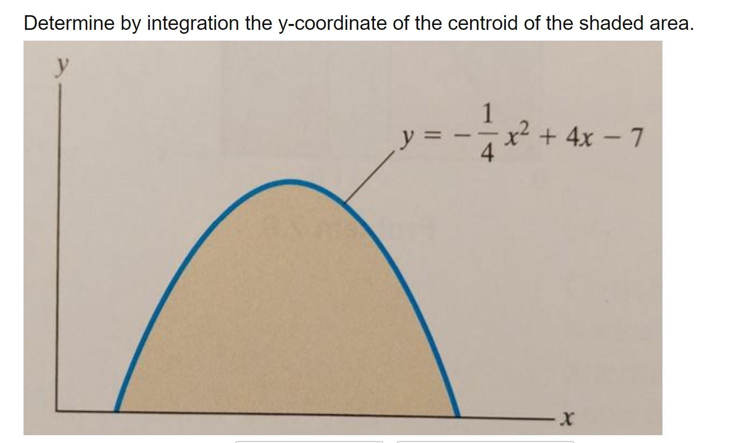 Solved Determine by integration the y-coordinate of the | Chegg.com