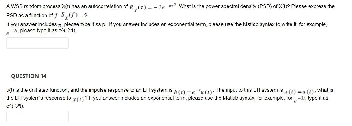 Solved A WSS random process X(t) has an autocorrelation of | Chegg.com