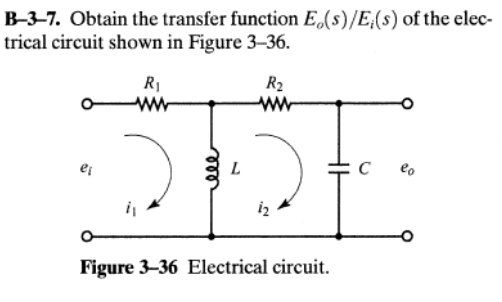 Solved B-3-7. Obtain the transfer function Eo(s)/Ei(s) of | Chegg.com