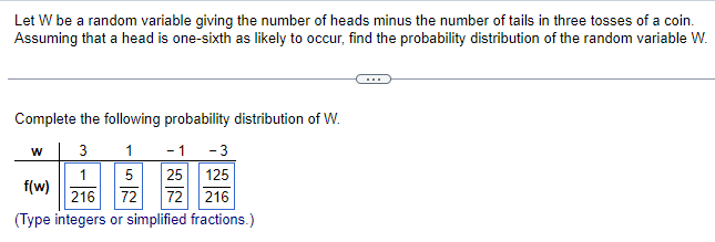 Solved Let W be a random variable giving the number of heads | Chegg.com