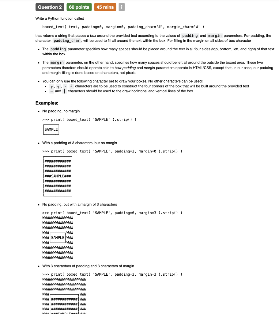Solved Question 2 60 points 45 mins Write a Python function | Chegg.com