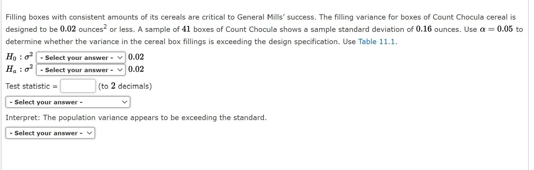 Solved Filling boxes with consistent amounts of its cereals | Chegg.com