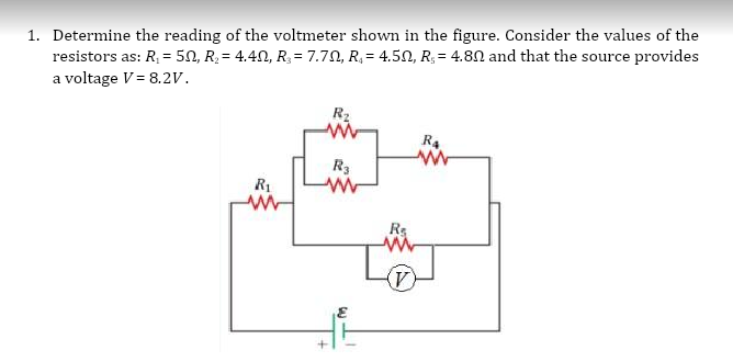 Solved 1. Determine the reading of the voltmeter shown in | Chegg.com