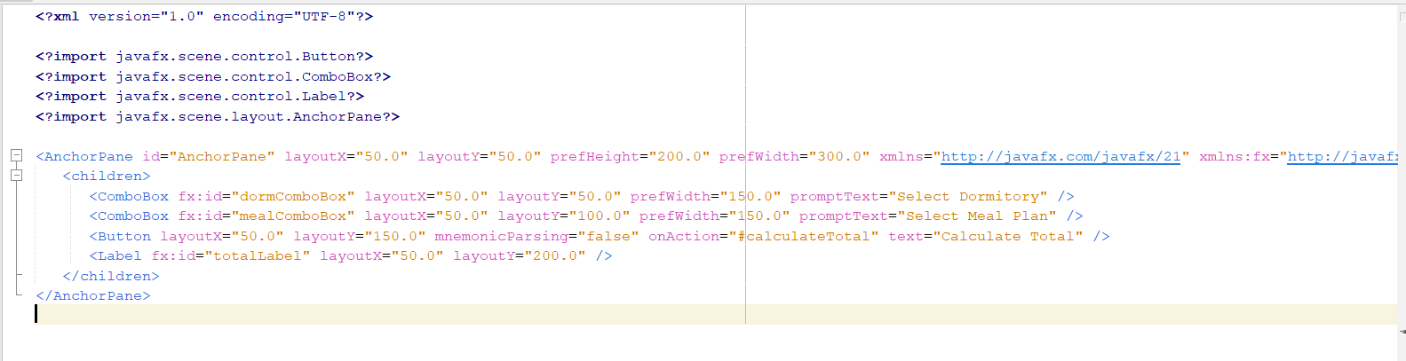 Solved private ComboBox dormComboBox; @ FXML private | Chegg.com