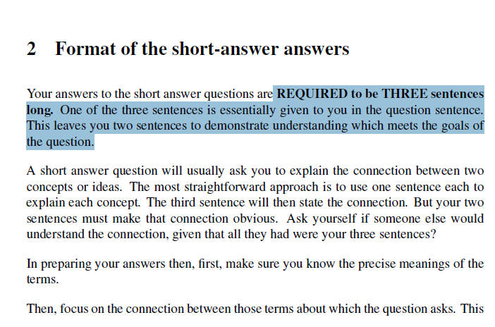 2 Format of the short-answer answers Your answers to | Chegg.com
