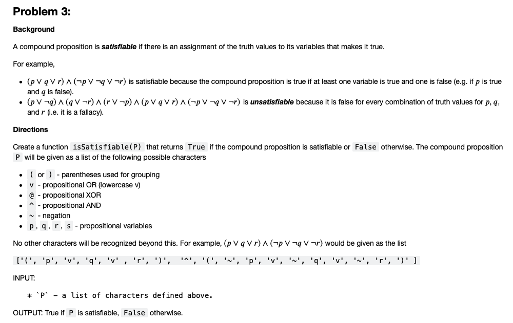 Solved Problem 3: Background A compound proposition is | Chegg.com