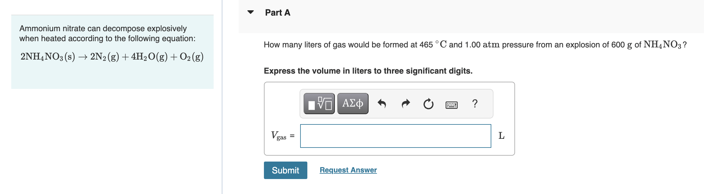 Solved Ammonium nitrate can decompose explosively when | Chegg.com