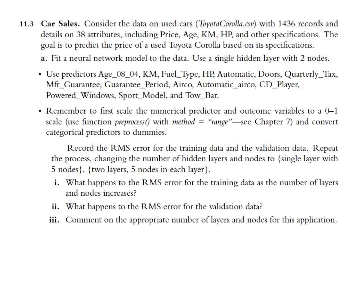 11.3 Car Sales. Consider the data on used cars | Chegg.com