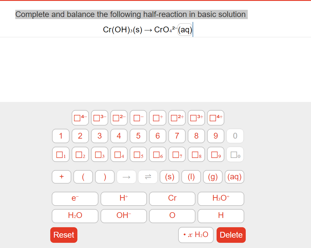 Solved Complete and balance the following half-reaction in | Chegg.com