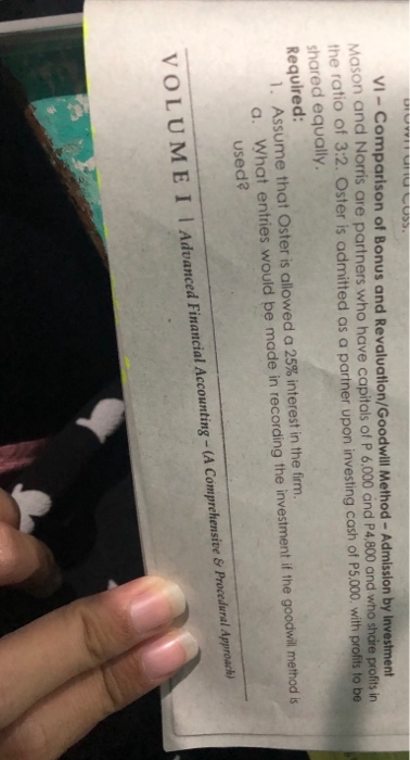 VI-Comparison of Bonus and Revaluation/Goodwill | Chegg.com