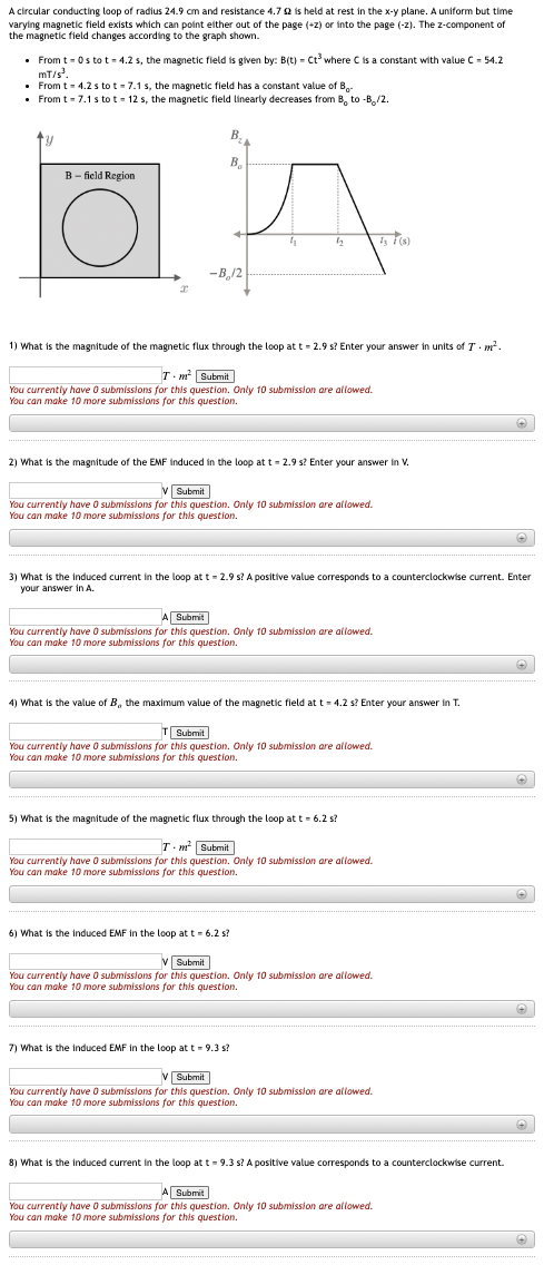 Solved A circular conducting loop of radius 24.9 cm and | Chegg.com