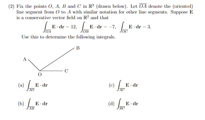 Solved (2) Fix the points O, A, B and C in R2 (drawn below). | Chegg.com