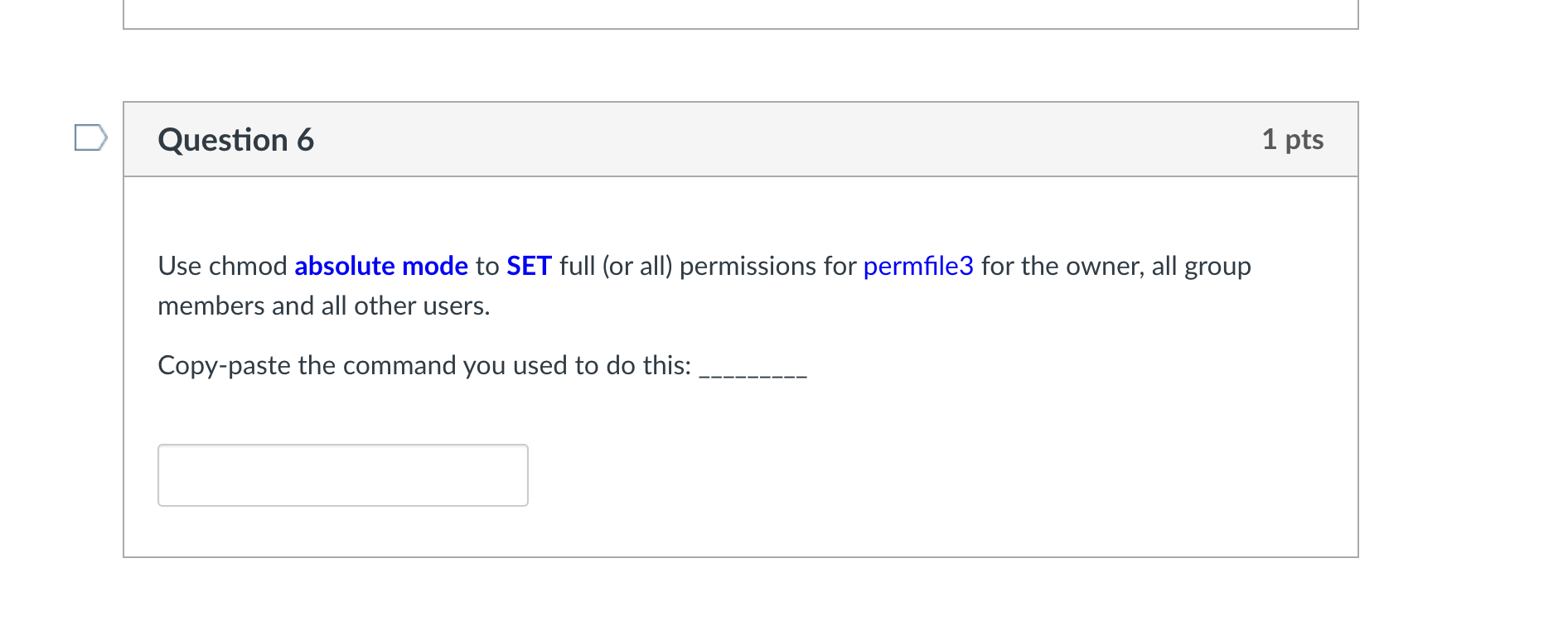 Solved Question 2 1 Pts Use Chmod In Symbolic Mode To Remove 
