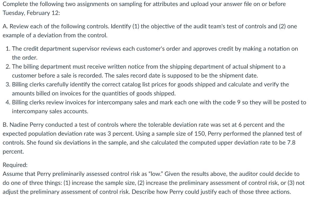 Complete the following two assignments on sampling | Chegg.com