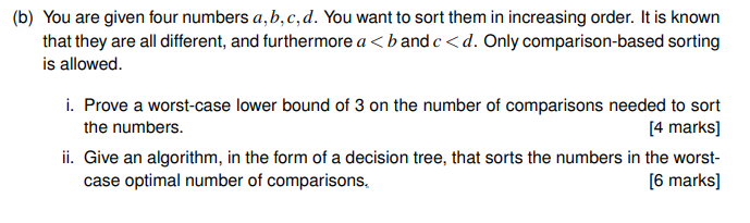 Solved (b) You are given four numbers a,b,c,d. You want to | Chegg.com