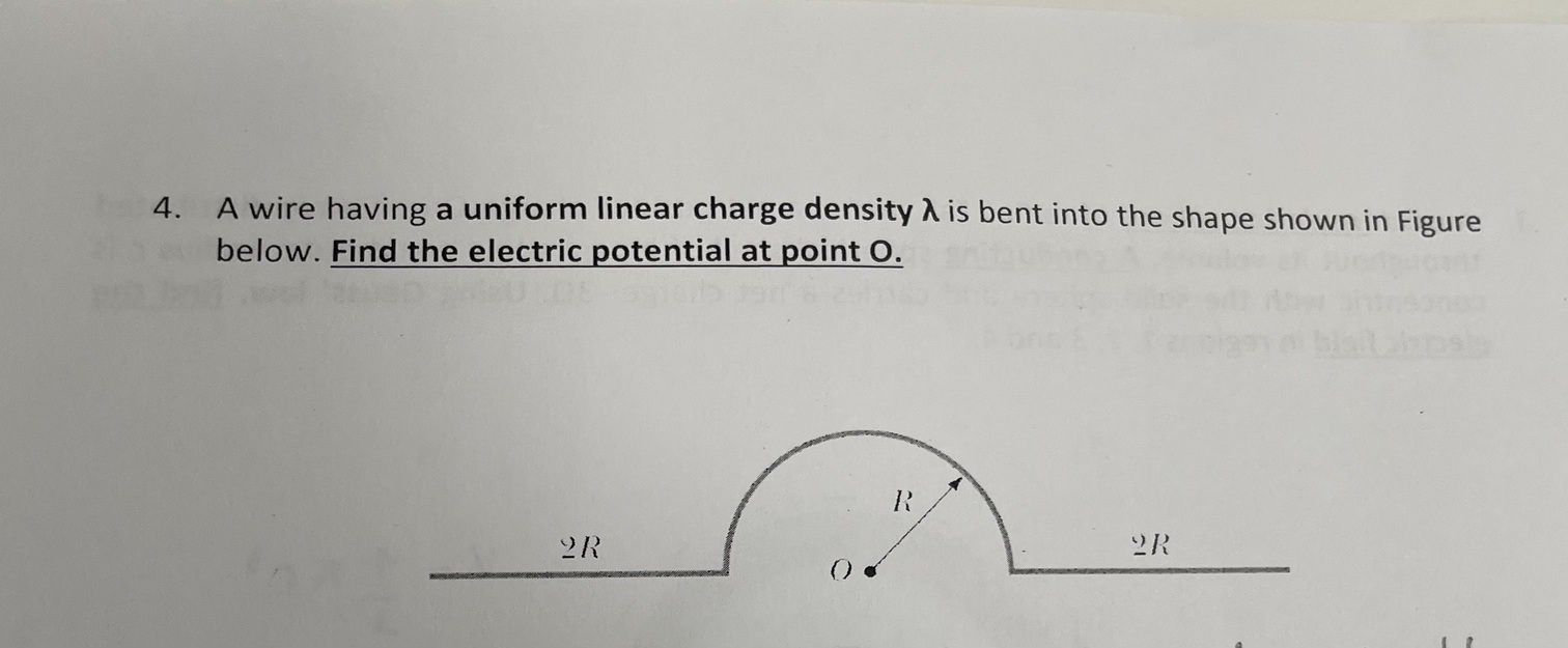 Solved 4. A wire having a uniform linear charge density λ is | Chegg.com