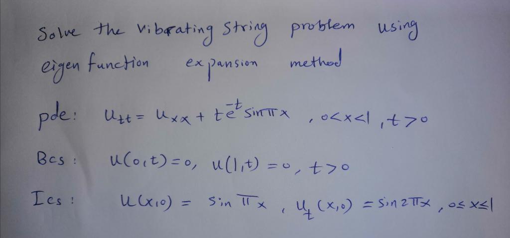 Solved Solve the vibrating String problem using eigen | Chegg.com