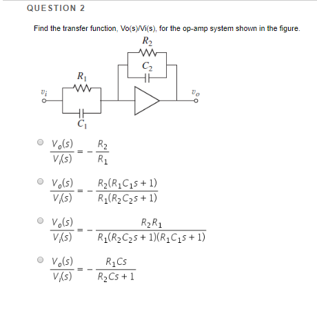 Solved QUESTION 2 Find the transfer function, Vo(s)/Vi(s), | Chegg.com