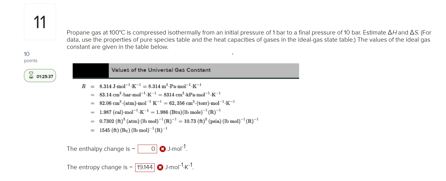 Solved 11 Propane gas at 100°C is compressed isothermally | Chegg.com