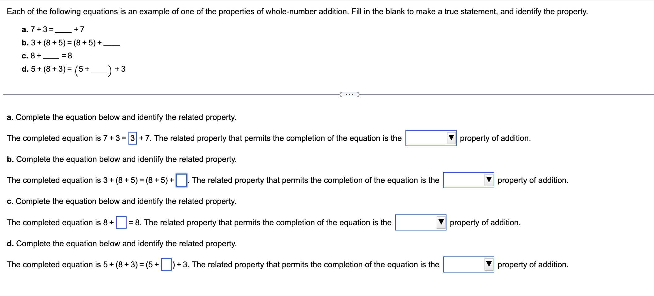 Solved Each of the following equations is an example of one | Chegg.com