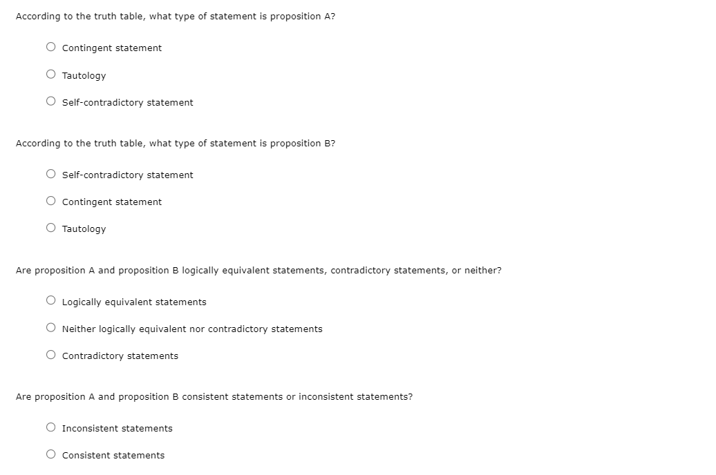 According to the truth table, what type of statement | Chegg.com