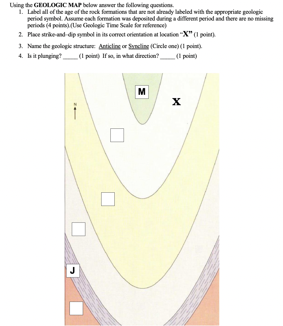 Solved Using the GEOLOGIC MAP below answer the following | Chegg.com