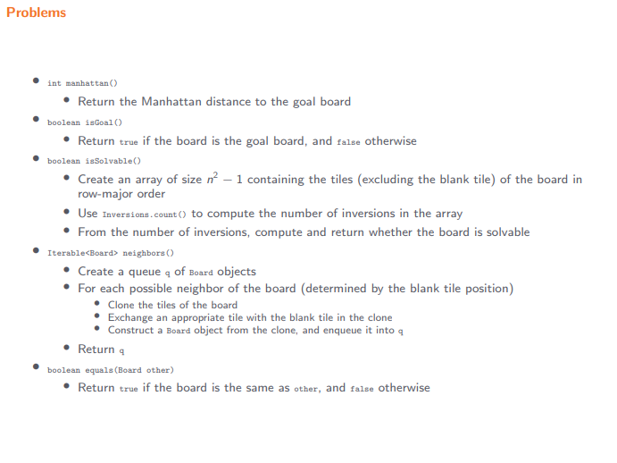 Project 4 (8 Puzzle) This document only contains the | Chegg.com
