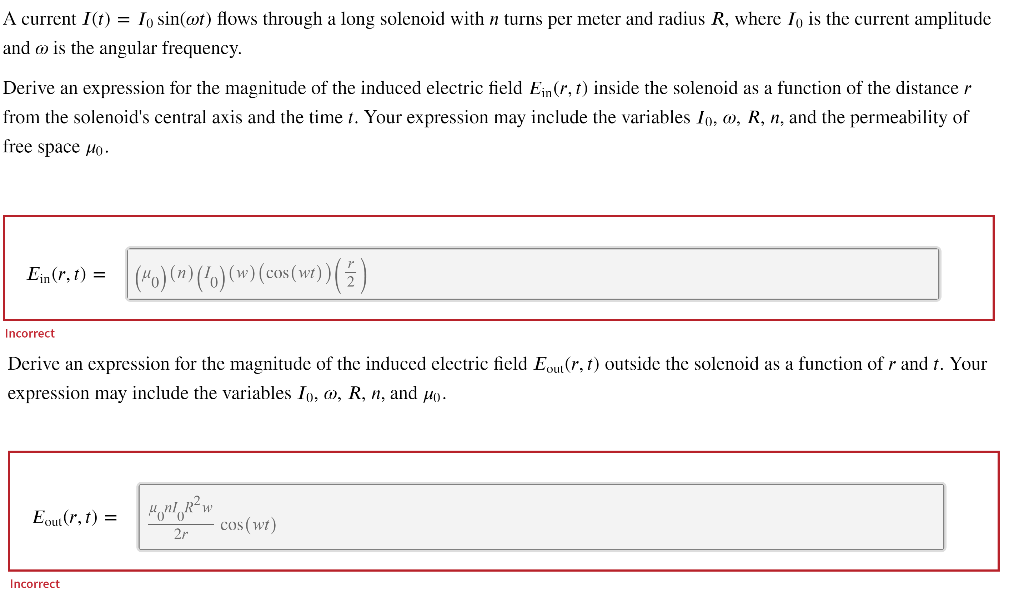 Solved A current 𝐼(𝑡)=𝐼0sin(𝜔𝑡) flows through a long | Chegg.com